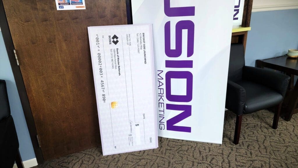 BNI - Custom Giant Check | Fusion Marketing